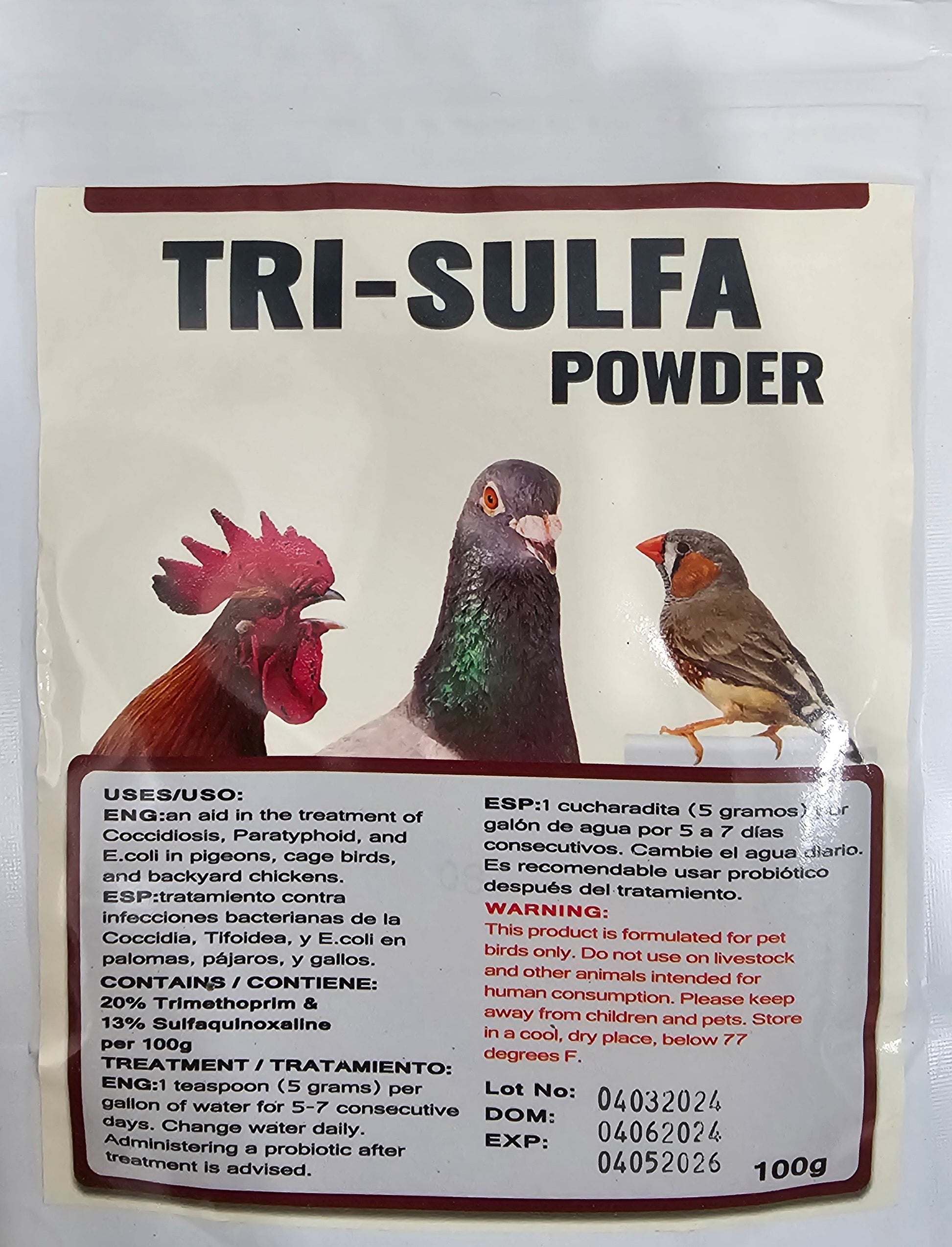 Tri-Sulfa Powder for Birds – Paradise Aviary Exotics
